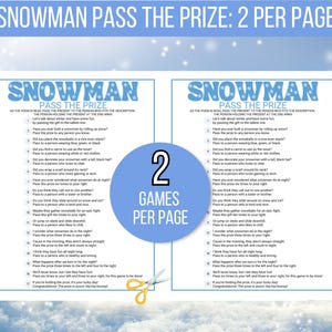 Snowman Pass the Prize Game, Winter Pass the Present Game, Christmas ...
