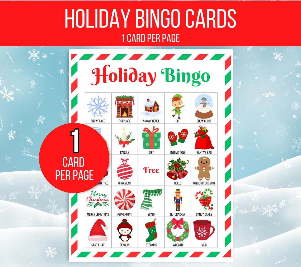Holiday Bingo, 100 Holiday Bingo Cards, Christmas Bingo, Christmas ...
