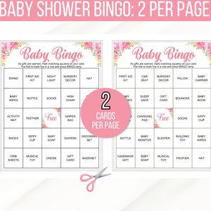 100 Baby Shower Bingo Cards, Baby Girl Bingo Game Cards, Baby Gift ...