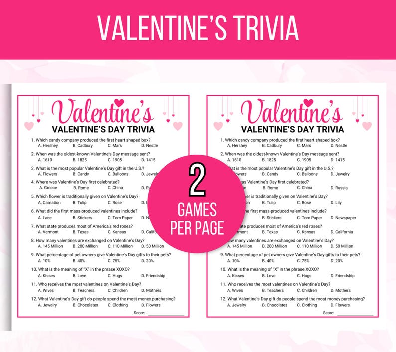 Valentine's Day Trivia Games, Valentine's Day Trivia, Fun Valentine's ...