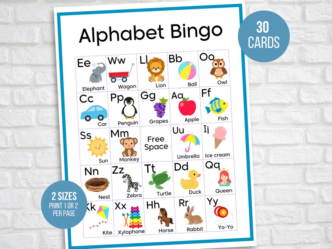 Picture Alphabet Bingo 30 Printable Alphabet Bingo (Download Now) - Etsy