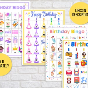 Birthday Bingo, 30 Birthday Party Bingo Cards, Birthday Game, Happy Birthday Bingo Board Game ...