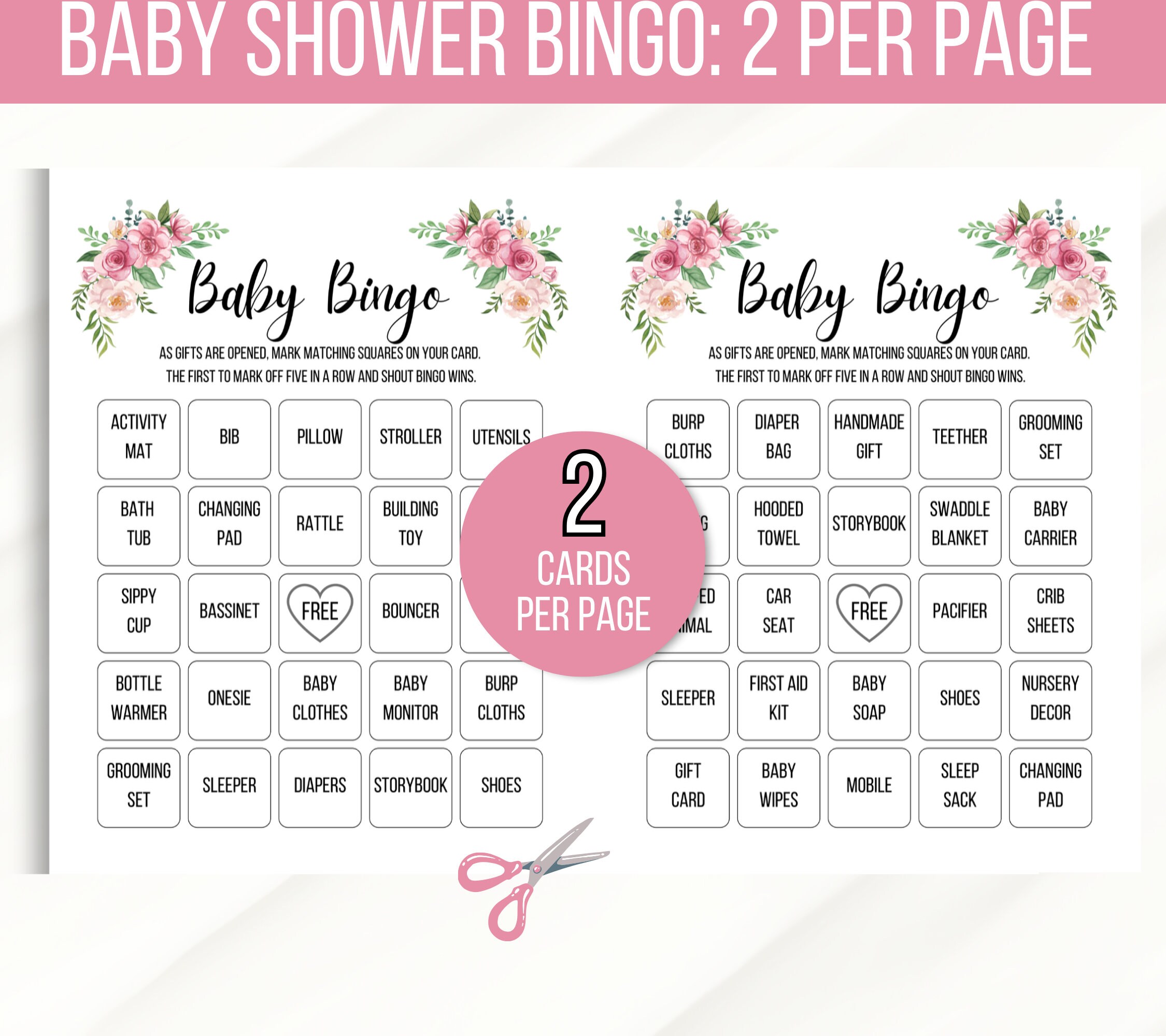 50 Baby Shower Bingo Cards, Baby Bingo Game Cards, Baby Gift Bingo ...