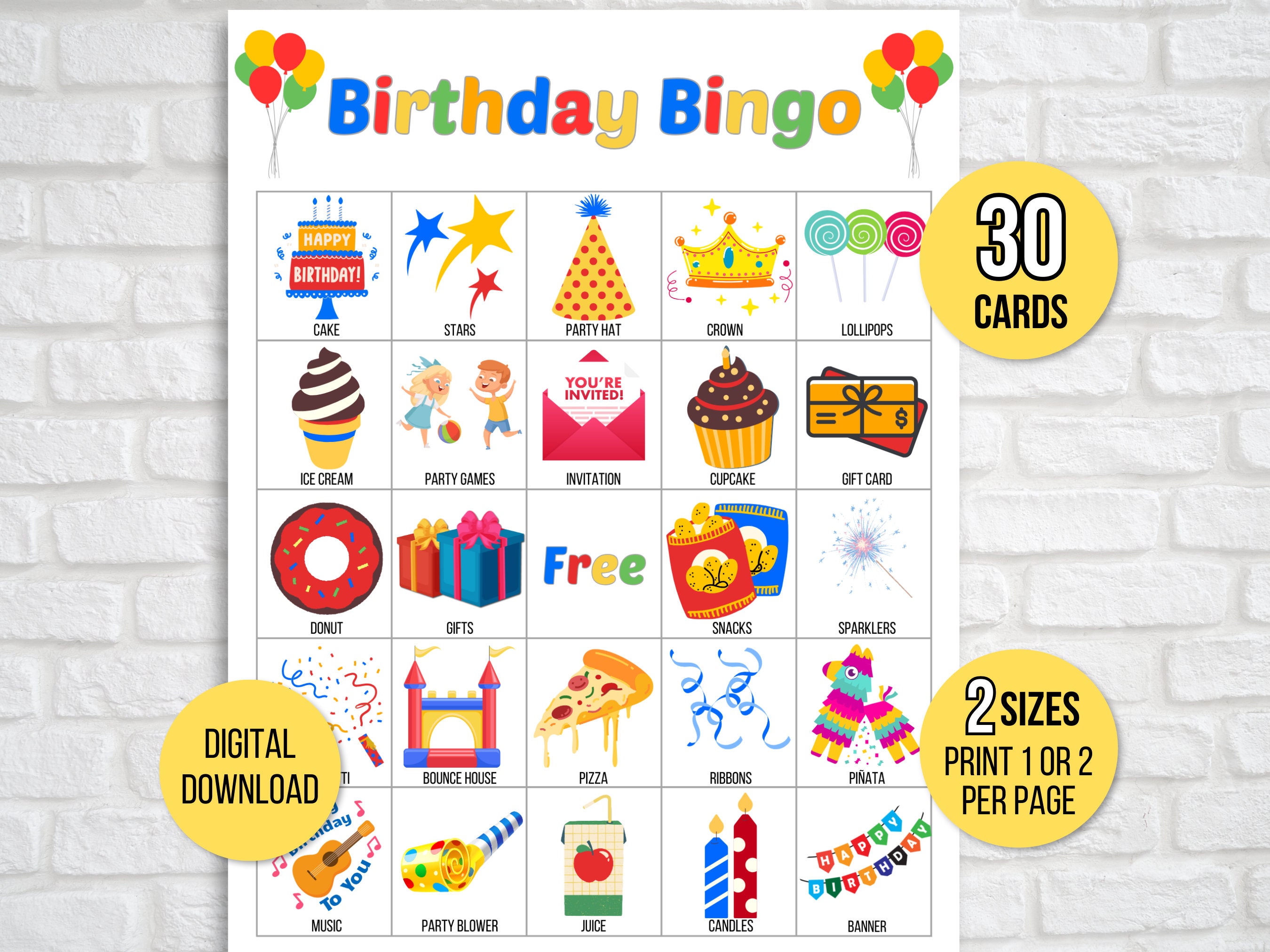 Birthday Bingo, 30 Birthday Party Bingo Cards, Birthday Game, Happy ...