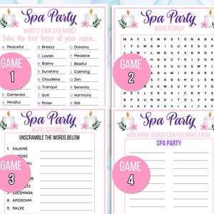 Spa Party Games Printable, Spa Party Activities, Girls Spa Party Games ...