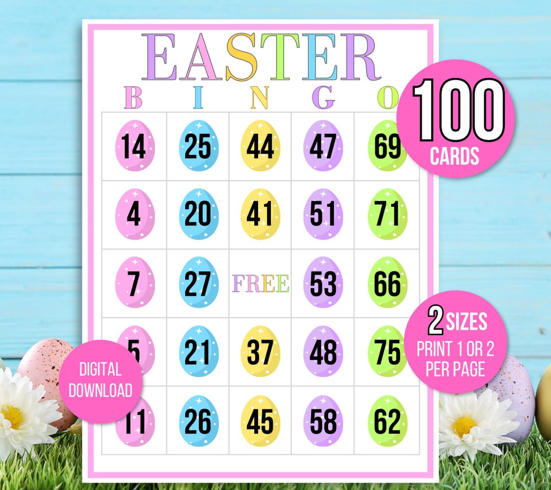 Easter Bingo, 100 Easter Bingo Cards, Easter Activity, Kids Easter ...