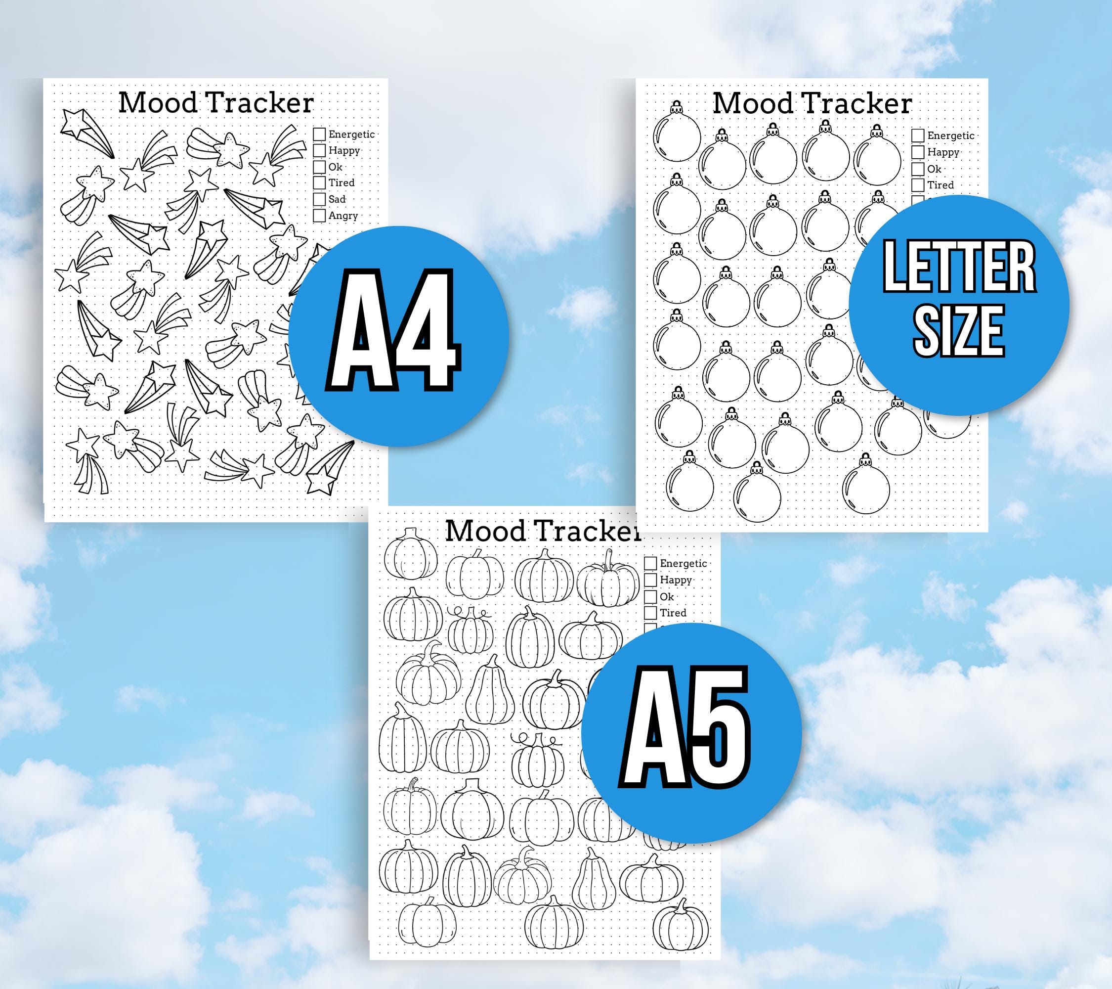 Monthly Mood Trackers Bundle, Mood Tracker Journal, Monthly Mood ...