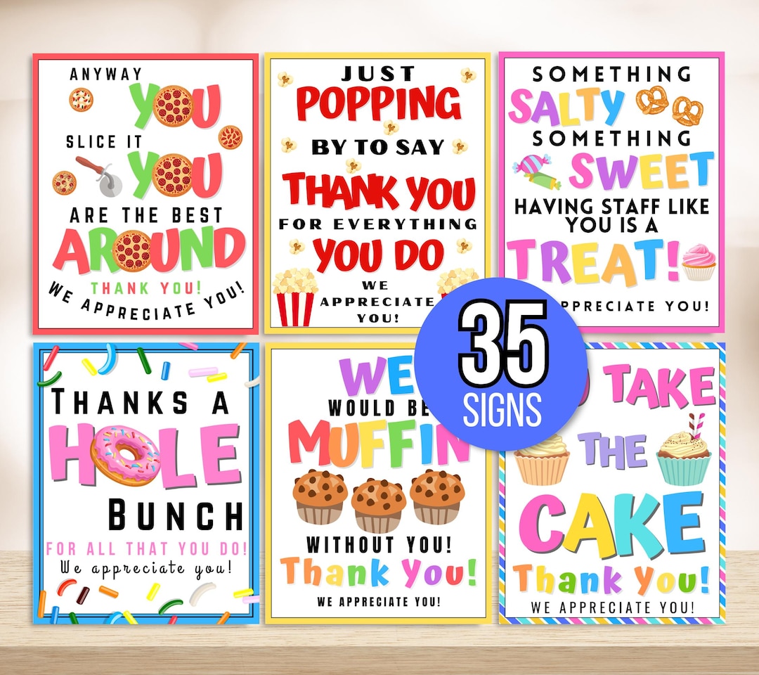 Teacher Appreciation Food Signs Bundle, Teacher Appreciation Week ...