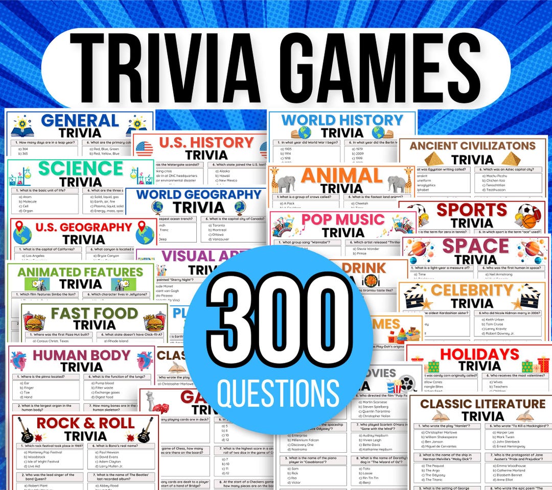 Pub Trivia Games Bundle, Trivia Night Games, Trivia Games Set, Family ...