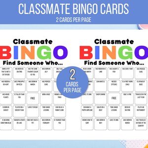 Classmate Bingo, Get to Know You Bingo, Find Someone Who Bingo, Find ...