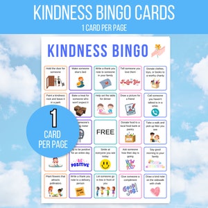 Kindness Bingo, 3 Kindness Bingo Cards, Acts of Kindness Bingo, Kid's ...