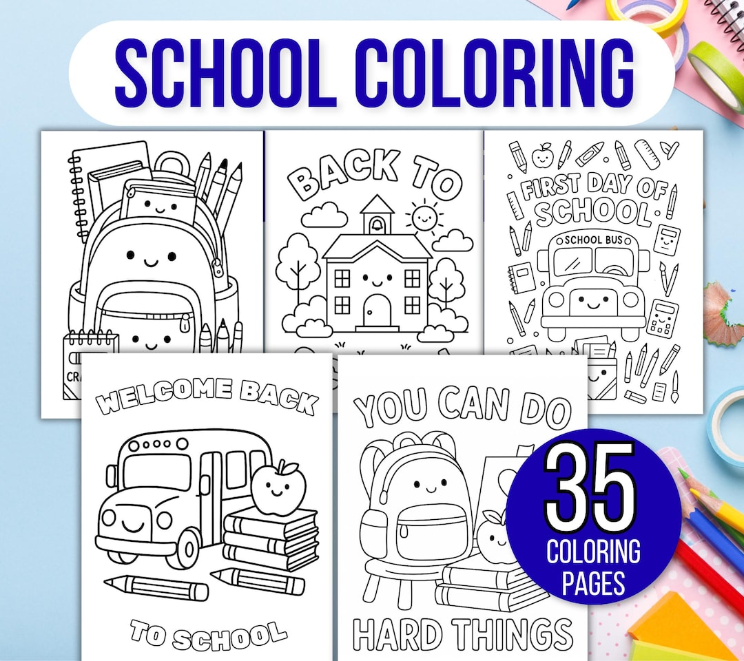 Back to School Coloring Pages, School Coloring Book, Back to School ...