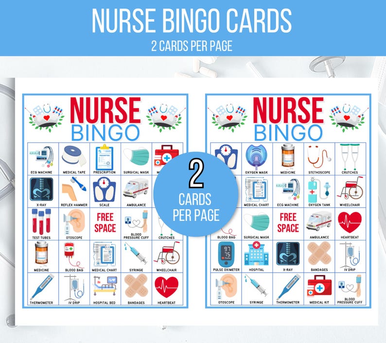 Nurse Bingo, 40 Printable Nurse Bingo Cards, Medical Bingo, Doctor ...