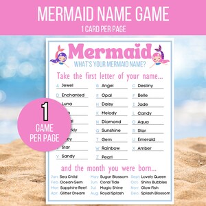 What's Your Mermaid Name Game, Mermaid Name Game Sign, Mermaid Game ...