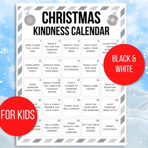 Christmas Acts of Kindness Calendar, Advent Calendar for Kid & Adult ...