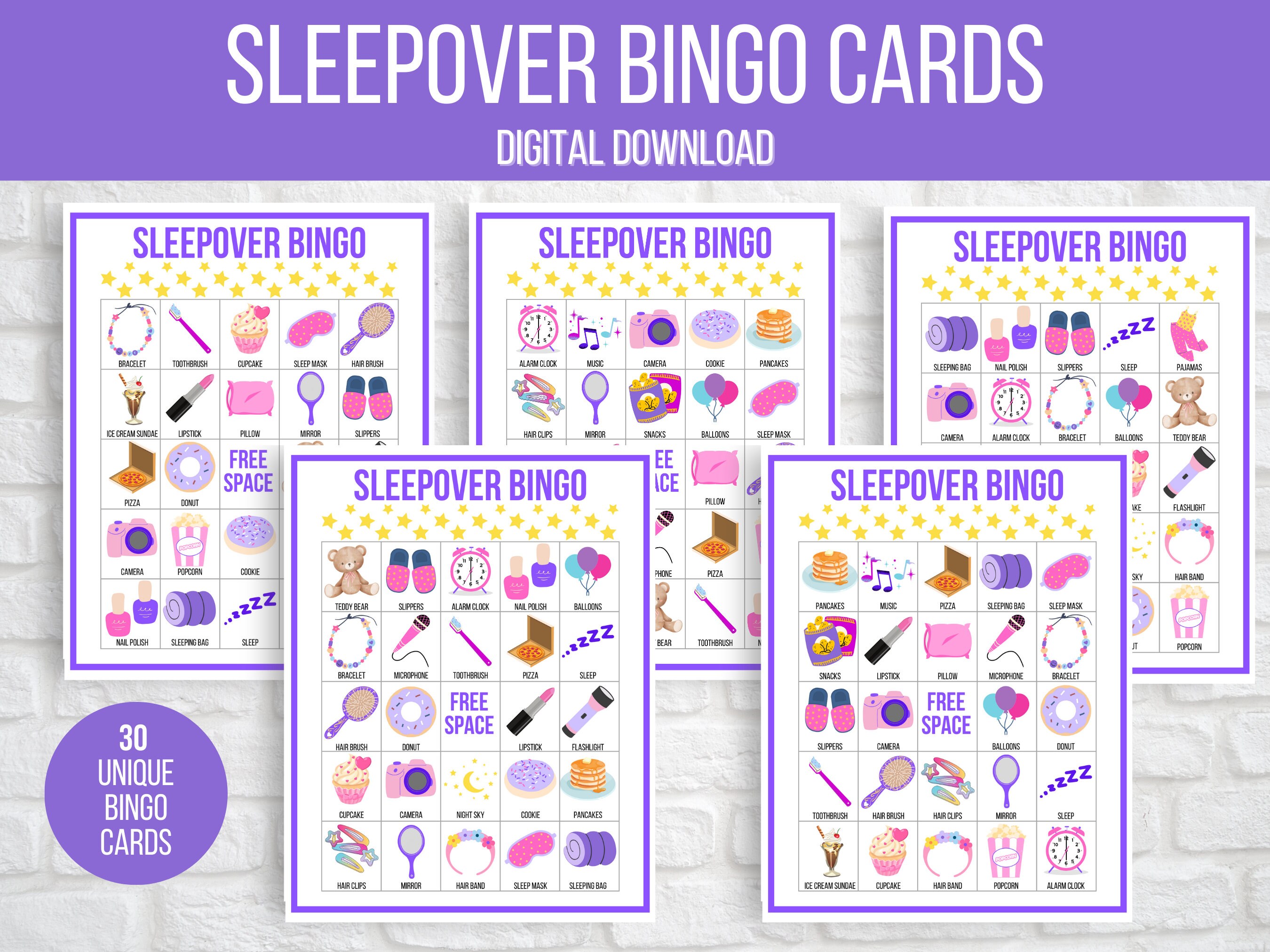 Sleepover Bingo Sleepover Game Slumber Party Bingo Pajama - Etsy Australia