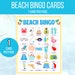Beach Bingo, Fun in the Sun Bingo, 30 Printable Beach Bingo Cards ...