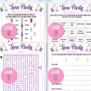 Spa Party Games Printable, Spa Party Activities, Girls Spa Party Games ...