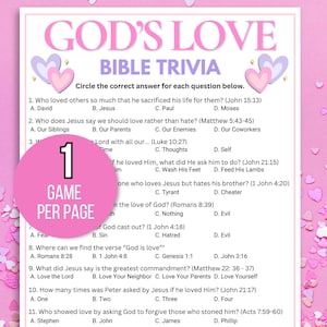 Gods Love Bible Trivia Game, Gods Love Game, Valentine’s Bible Trivia ...
