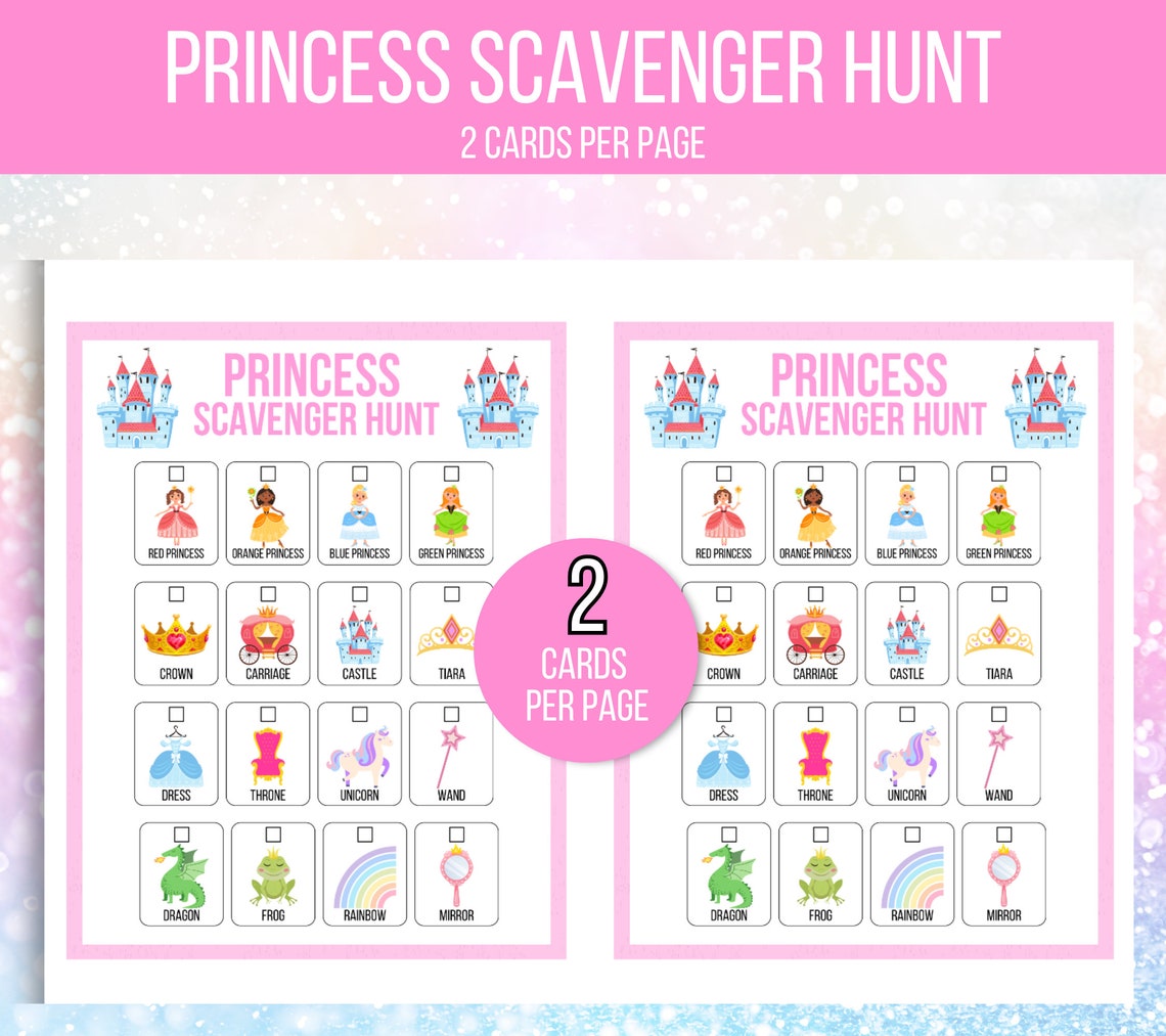 Princess Scavenger Hunt, Printable Princess Party Game, Princess ...