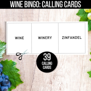 Wine Bingo, 30 Printable Wine Bingo Cards, Wine Game Night, Wine Party ...