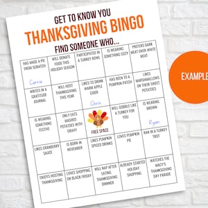 Thanksgiving Get to Know You Bingo Find Someone Who Bingo - Etsy