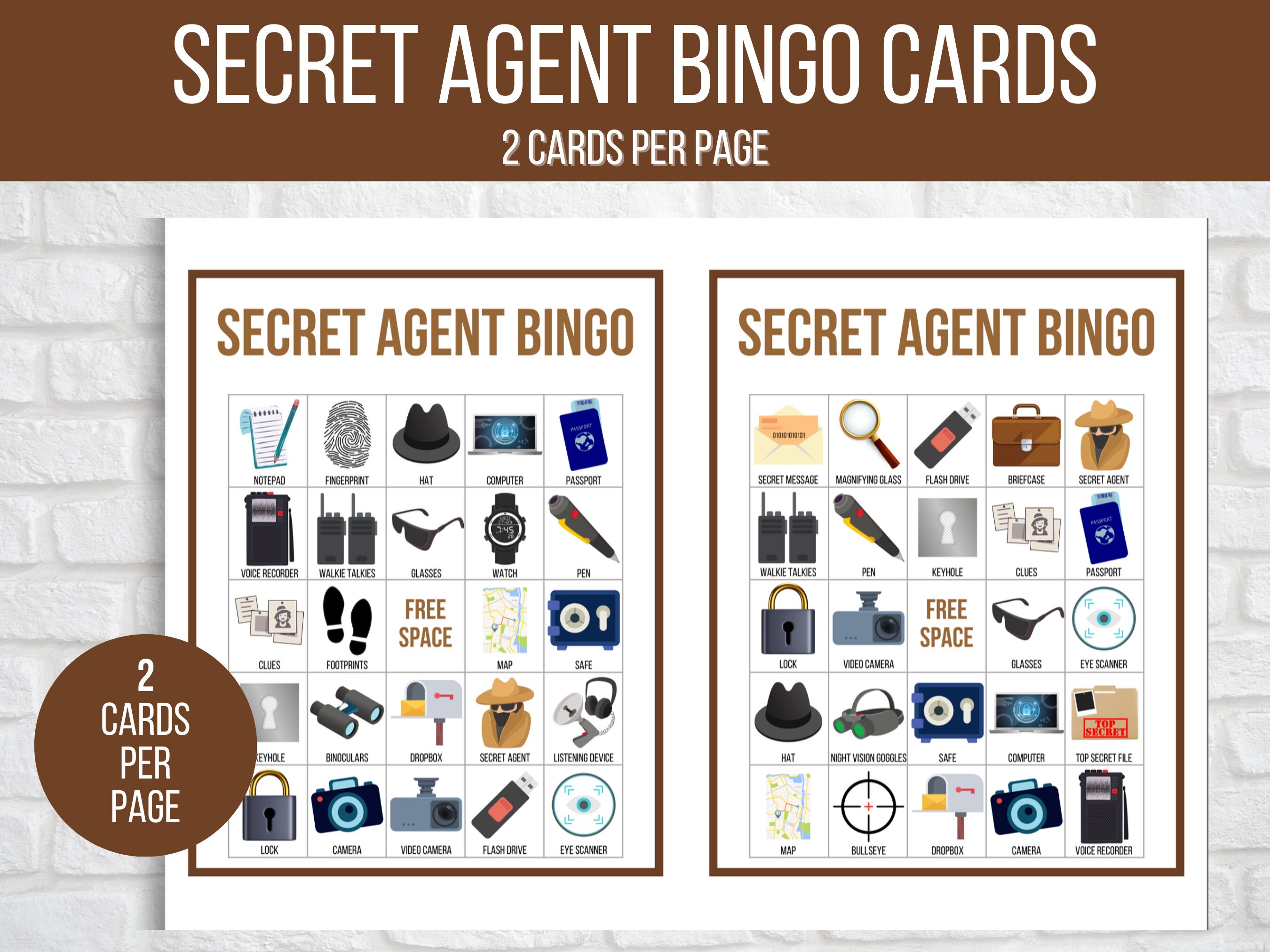 Secret Agent Bingo 30 Printable Secret Agent Bingo Cards - Etsy