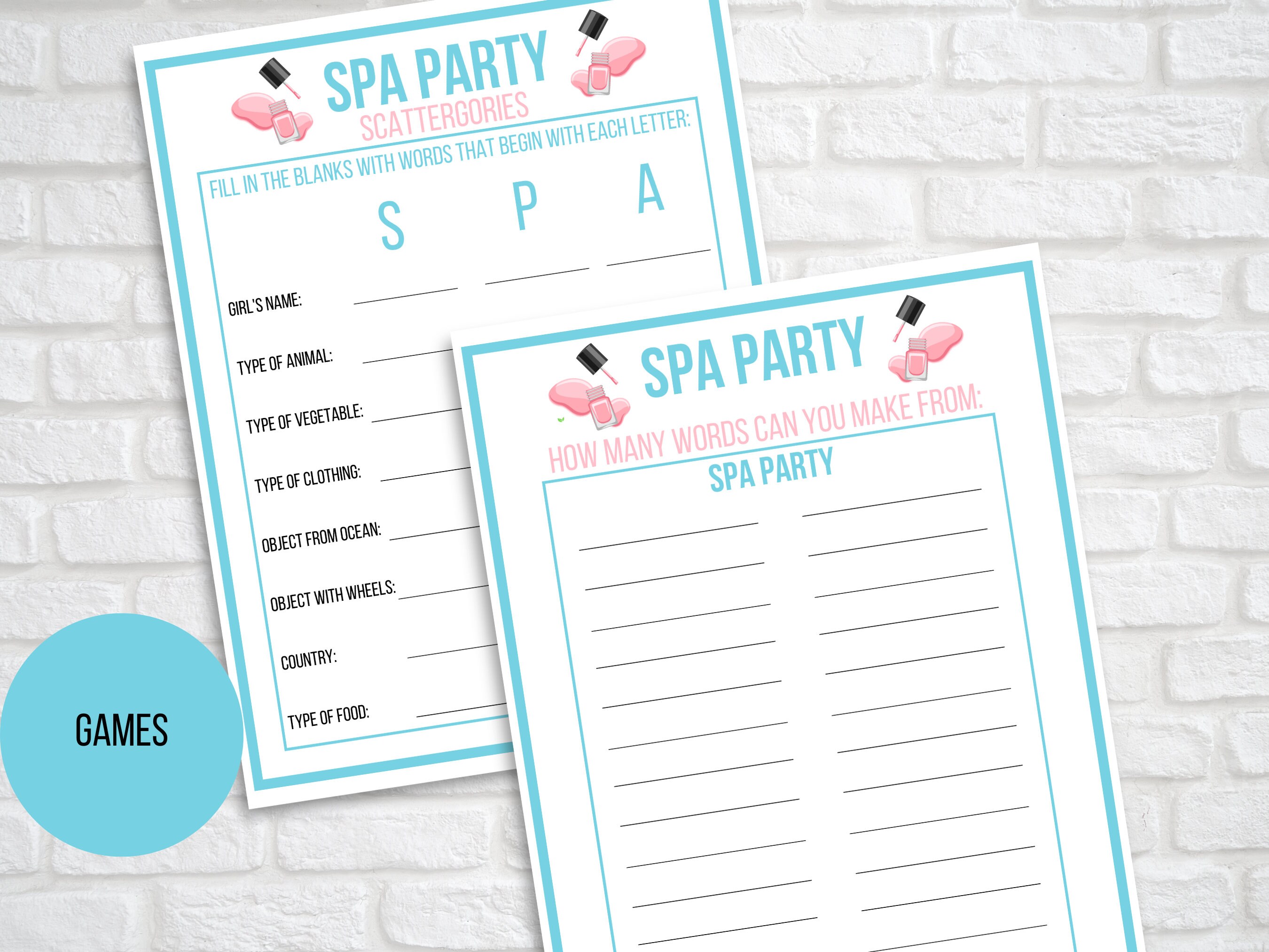 Spa Party Games Printable Spa Party Activities Girls Spa - Etsy Australia