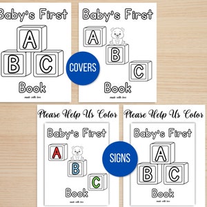 ABC Coloring Book Baby Shower Game, ABC Book Baby Shower Activity, ABC ...