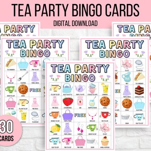 Tea Party Bingo, 30 Printable Tea Party Bingo Cards, Tea Party Game ...