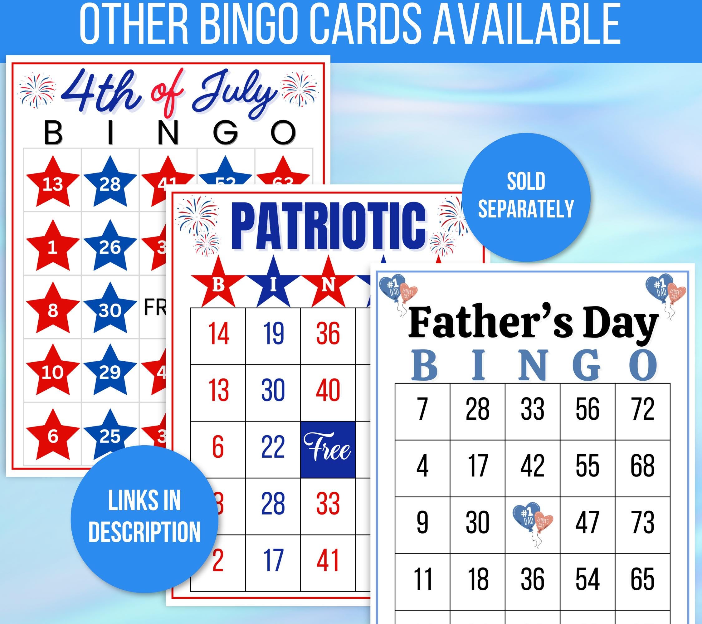 Printable Father's Day Bingo, 30 Father's Day Bingo Cards, Father's Day ...