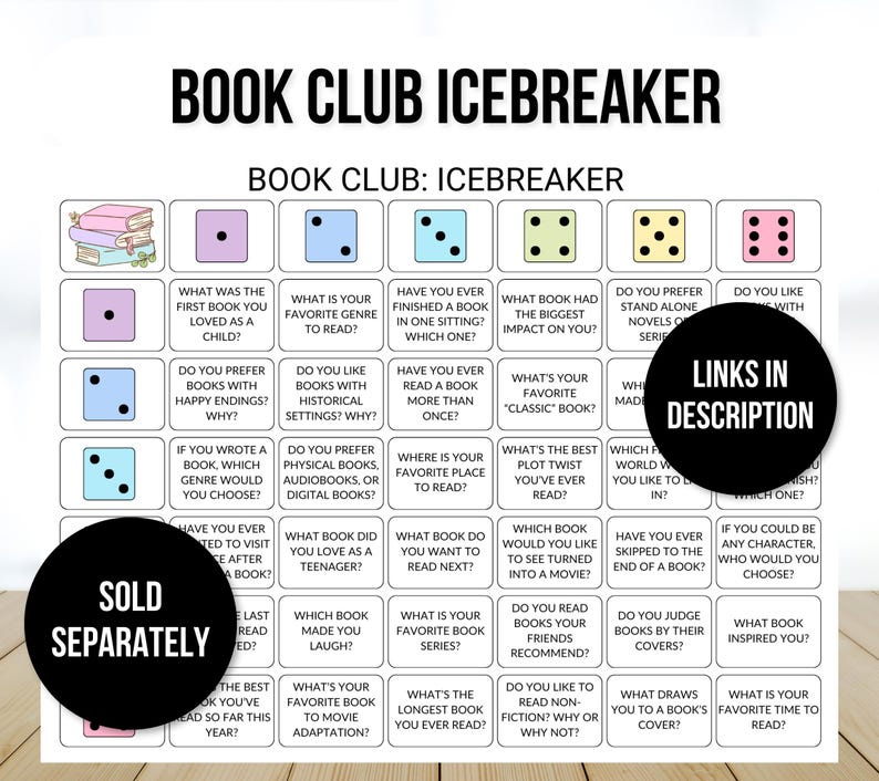 Book Club Discussion Questions Game, Book Club Game, Book Club ...