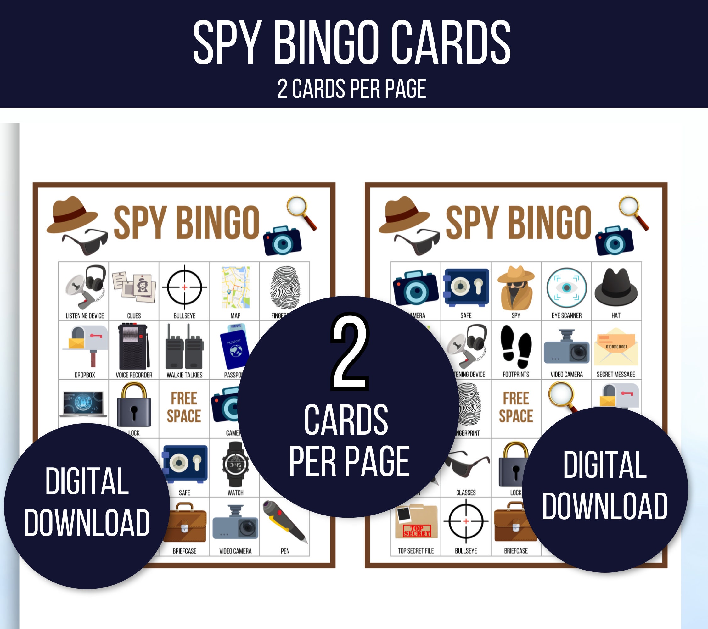Spy Bingo, 30 Printable Spy Bingo Cards, Spy Party Game, Spy Activity ...