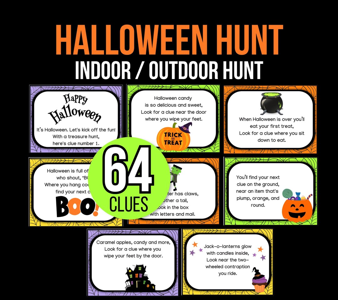 Halloween Treasure Hunt, Indoor Halloween Scavenger Hunt, Outdoor ...