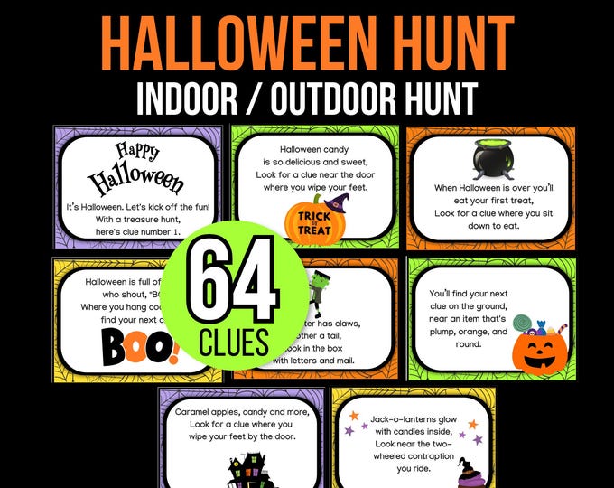 Halloween Treasure Hunt, Indoor Halloween Scavenger Hunt, Outdoor ...
