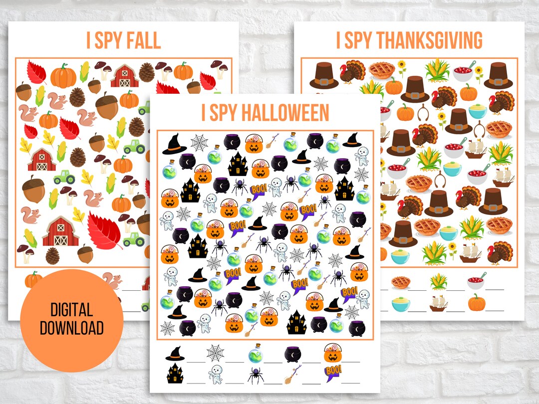 I Spy Autumn I Spy Halloween I Spy Printable Thanksgiving - Etsy