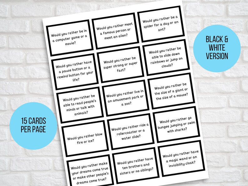 Would You Rather Questions for Kids Conversation Starters - Etsy Australia