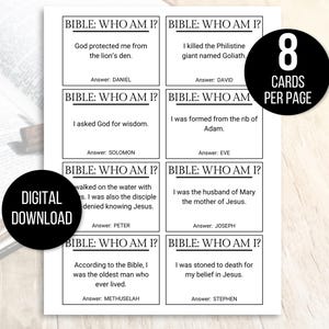 Bible Who Am I Trivia Cards, Bible Trivia, Bible Riddles, Bible Who Am ...