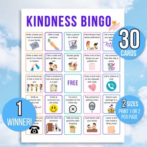 Kindness Bingo, 30 Kindness Bingo Cards, Acts of Kindness Bingo, Kid's ...