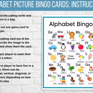 Picture Alphabet Bingo 30 Printable Alphabet Bingo (Download Now) - Etsy