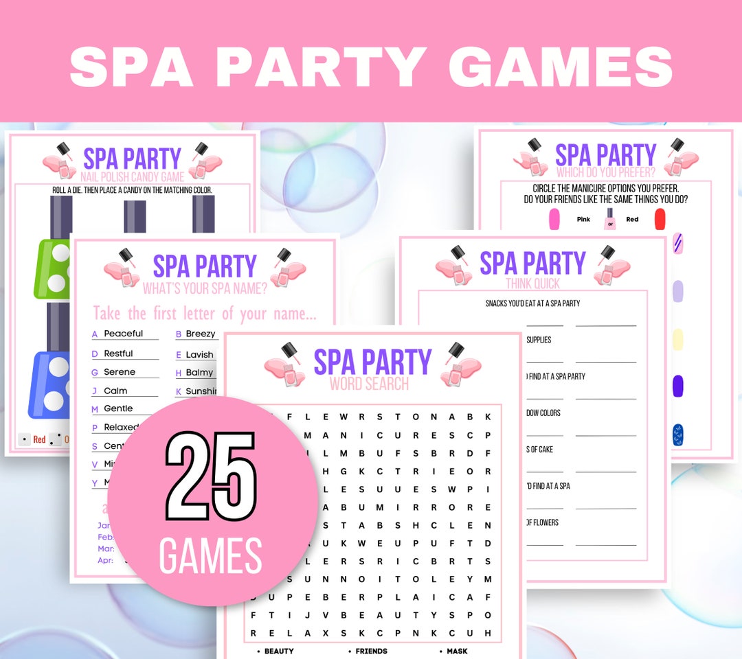 Spa Party Games Printable, Spa Party Activities, Girls Spa Party Games ...