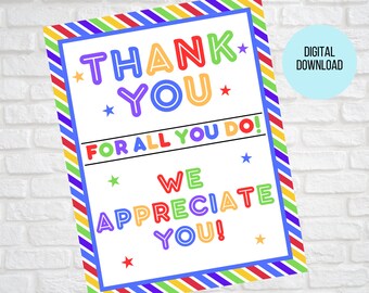 Appreciation Week Printable Sign Teacher and Staff Employee - Etsy