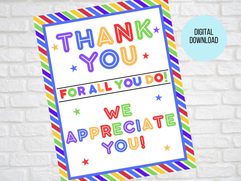 Appreciation Week Printable Sign Thank You for All You Do - Etsy