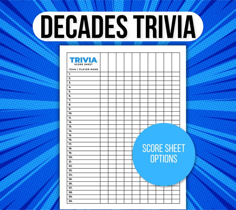 Decades Trivia, Decades Game Bundle, Decade Trivia Night Games, Decades ...