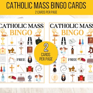 Catholic Mass Bingo, First Communion Bingo, 50 Catholic Mass Bingo ...