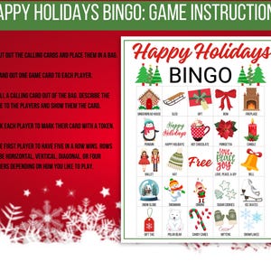 Holiday Bingo, 50 Holiday Bingo Cards, Holiday Activity, Kids Holiday ...