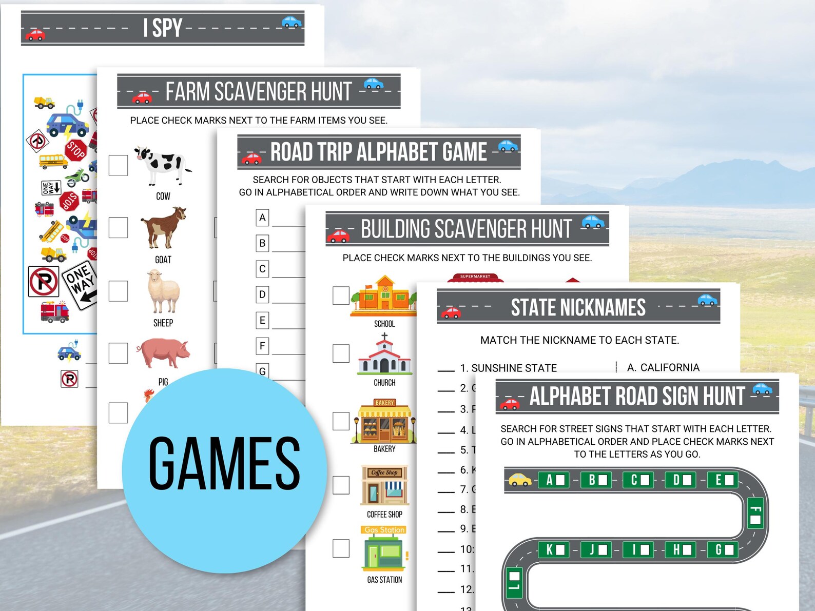 Mega Kids Road Trip Games, Travel Activities, Road Trip Games Bundle ...