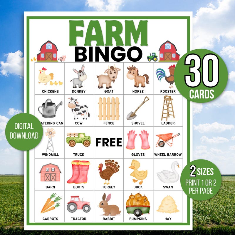 Bingo Barnyard Game - Etsy