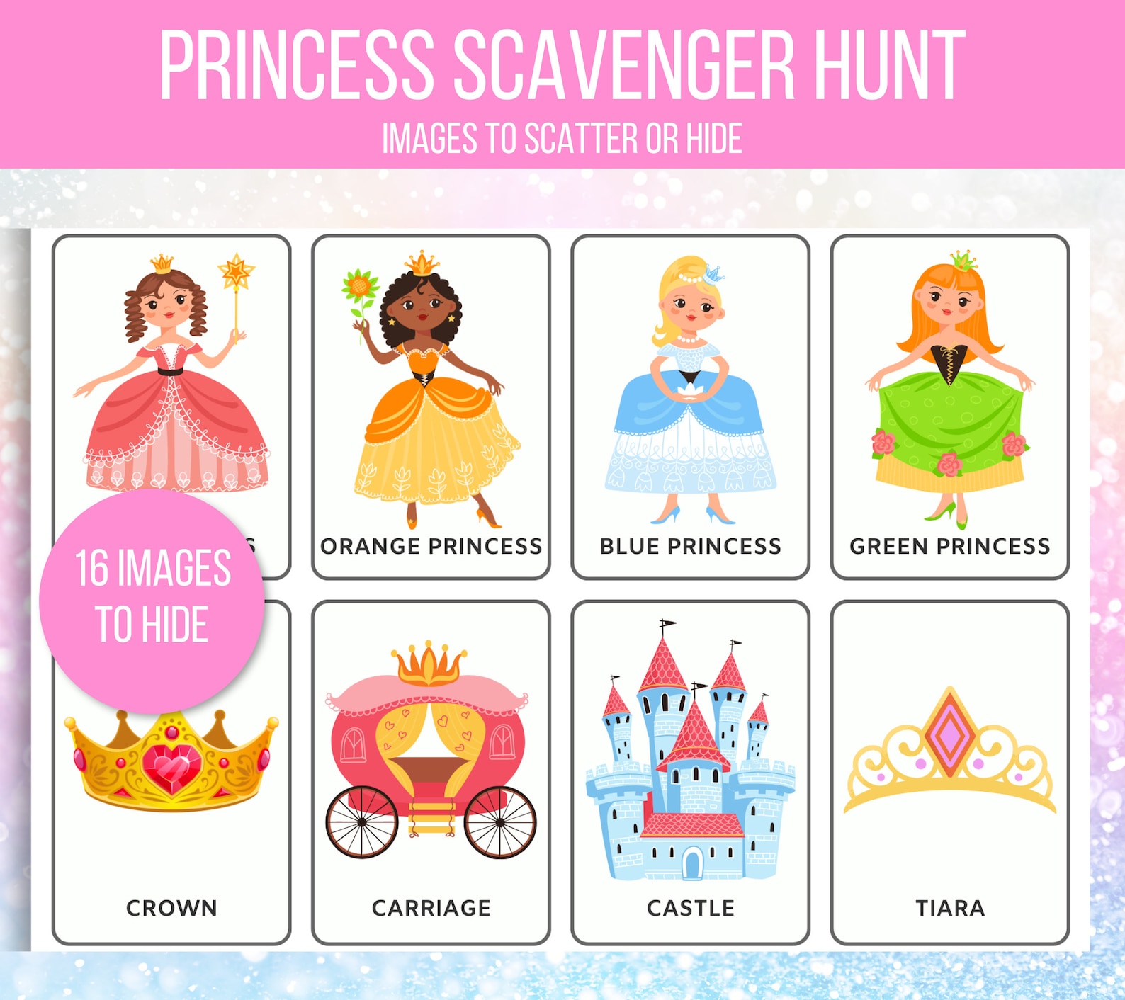 Princess Scavenger Hunt, Printable Princess Party Game, Princess ...