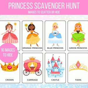 Princess Scavenger Hunt, Printable Princess Party Game, Princess ...
